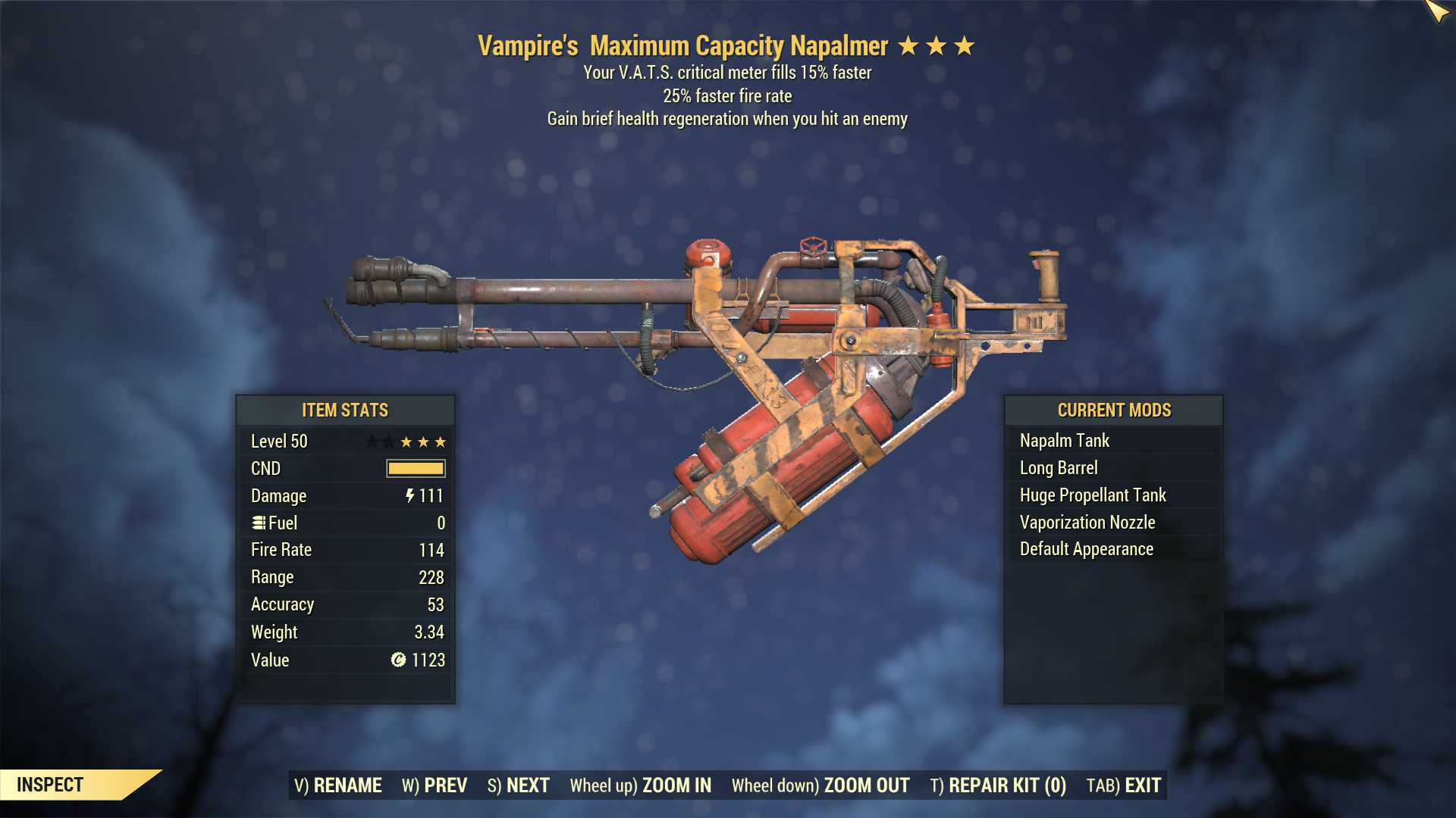 Buy Vampire's Flamer (25% faster f in FALLOUT 76 Items - Offer #247914327
