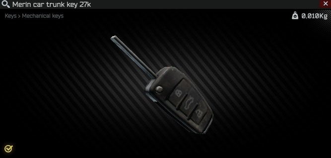 Buy Merin car Trunk key 40/40 [Fle in ESCAPE FROM TARKOV Items - Offer ...