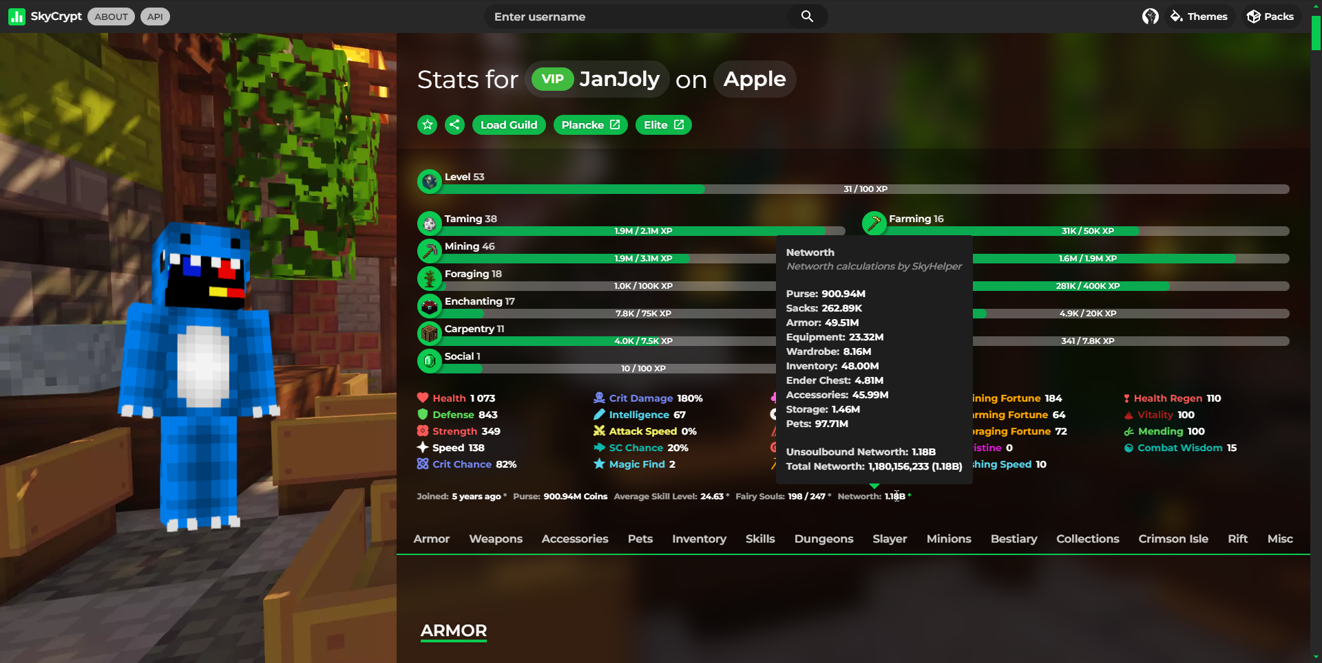 Buy ⚡ VIP RANK | NETWORTH 1.18B in MINECRAFT: HYPIXEL Accounts - Offer ...