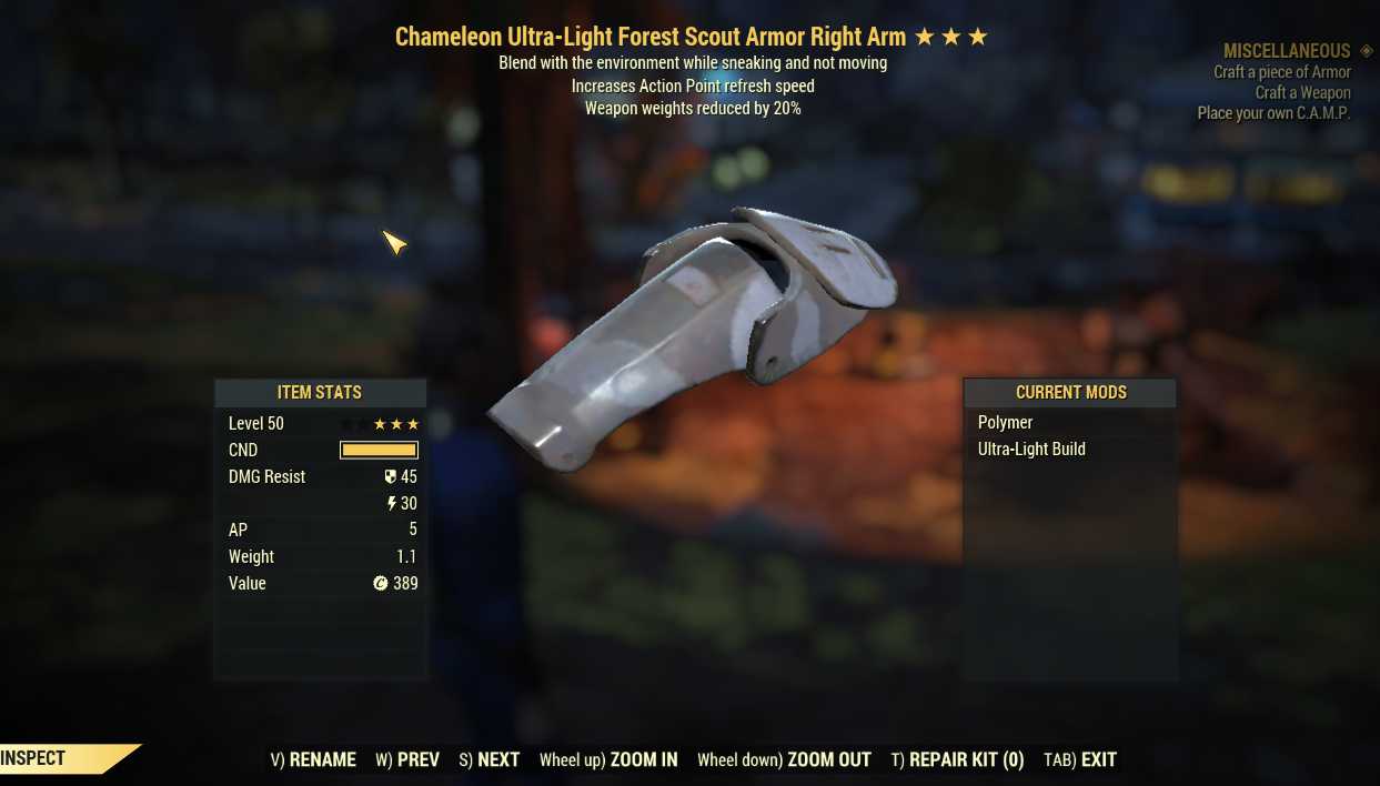 Buy [CHAM AP WWR]Chameleon Weapon in FALLOUT 76 Items - Offer #2529411726