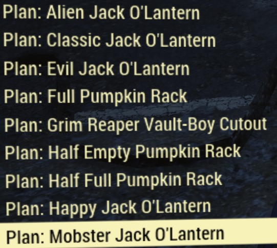 Buy Jack O'Lantern [Plan Pack set in FALLOUT 76 Items - Offer #2517617608