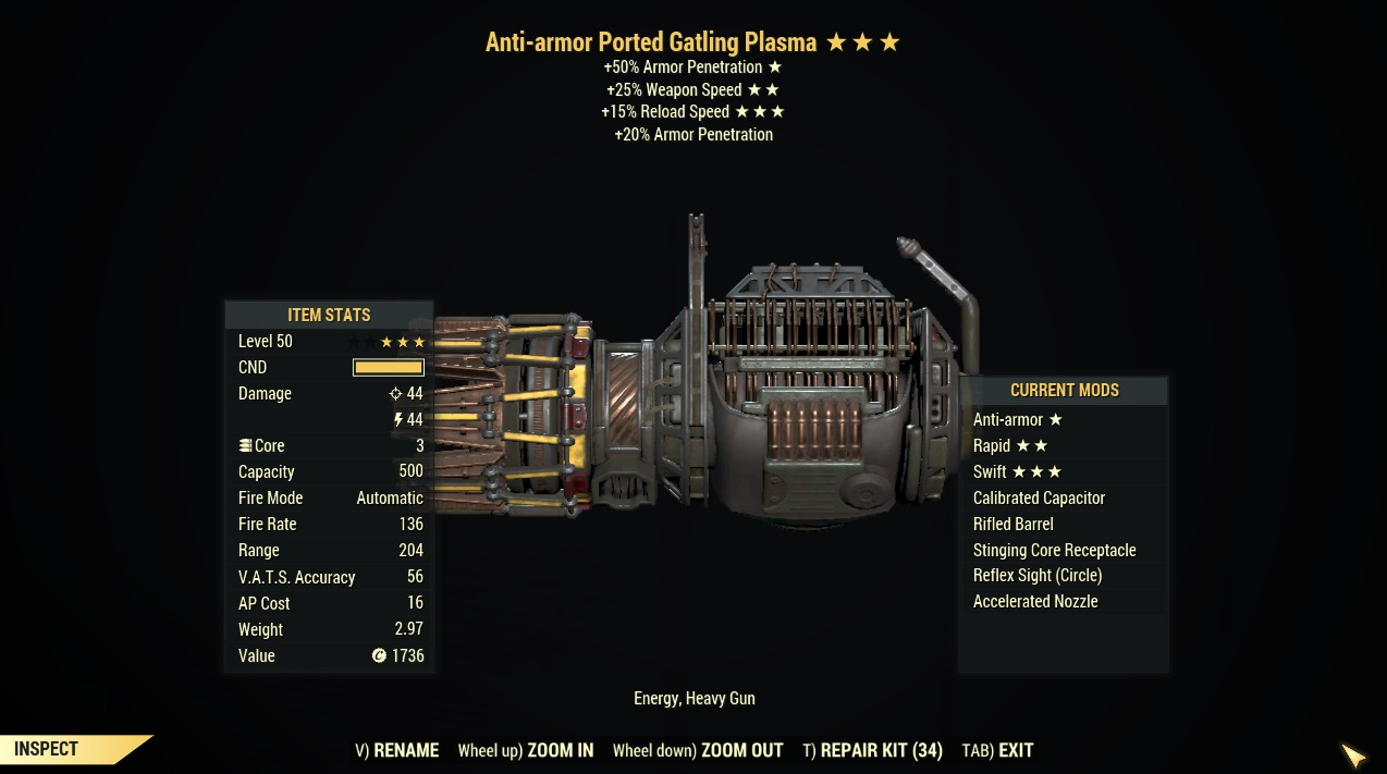 Buy [PC] Anti-armor Gatling Plasma in FALLOUT 76 Items - Offer #251128252