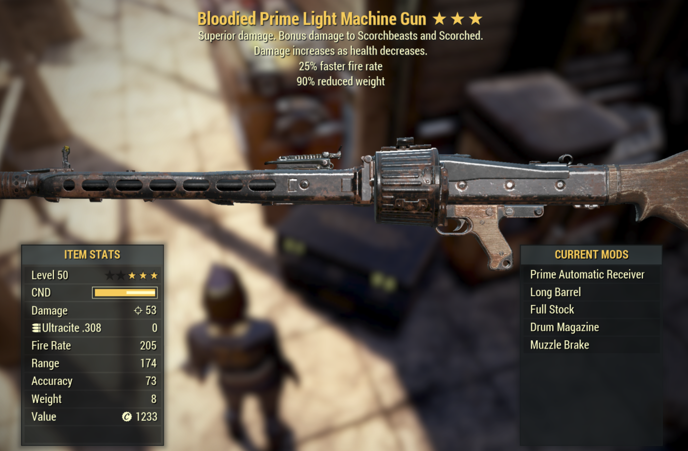 Buy Bloodied Light Machine Gun [25 in FALLOUT 76 Items - Offer #25174451