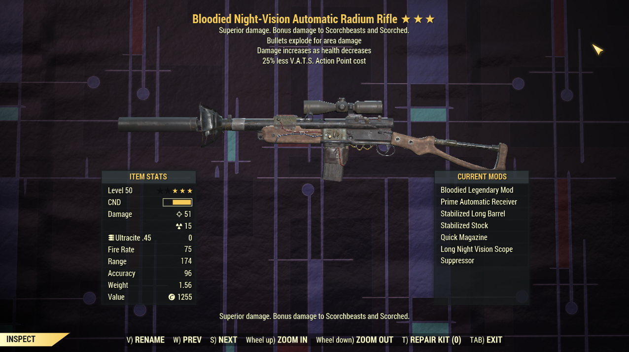 Buy Bloodied Explosive Radium Rifl in FALLOUT 76 Items - Offer #251912877