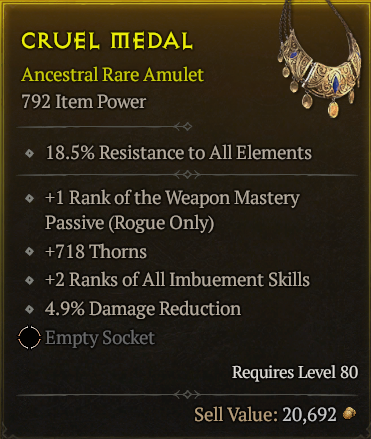 Buy ANCESTRAL AMULET +2 RANK TO AL in DIABLO 4 Items - Offer #2316556817