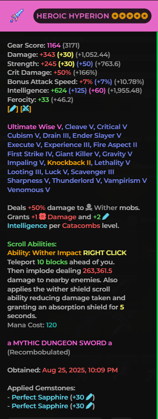 Buy Max Hyperion in MINECRAFT: HYPIXEL Items - Offer #2526490665