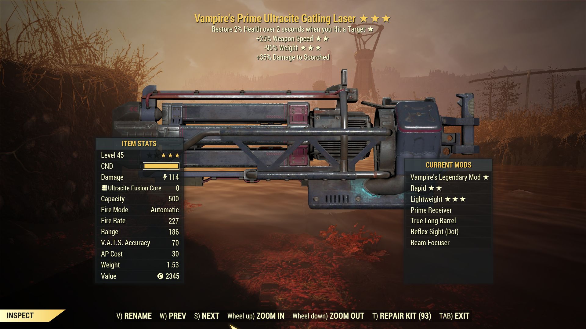 Buy Vampire's Ultracite Gatling La in FALLOUT 76 Items - Offer #2527679785