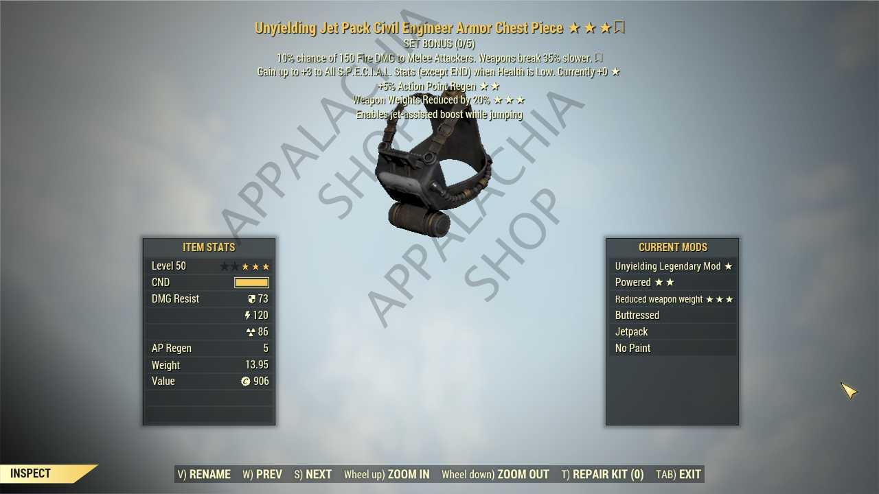Buy [UNY AP WWR]Unyielding Weapon in FALLOUT 76 Items - Offer #2527085946