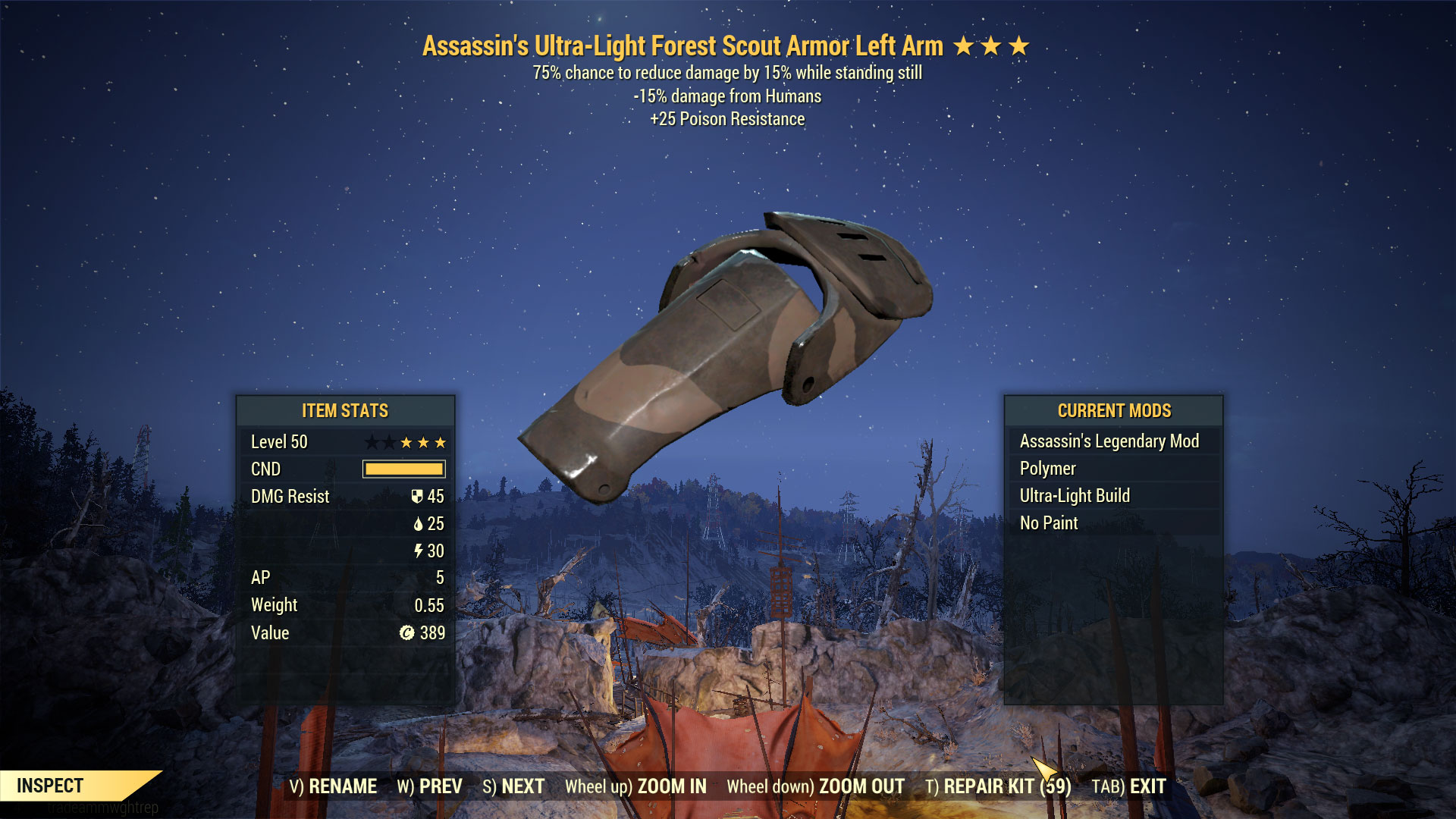 Buy Assassin's Sentinel Scout Armo in FALLOUT 76 Items - Offer #2530737734