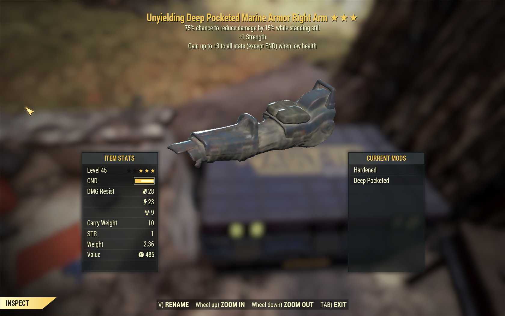 Buy Unyielding Sentinel Marine Arm in FALLOUT 76 Items - Offer #2529470651