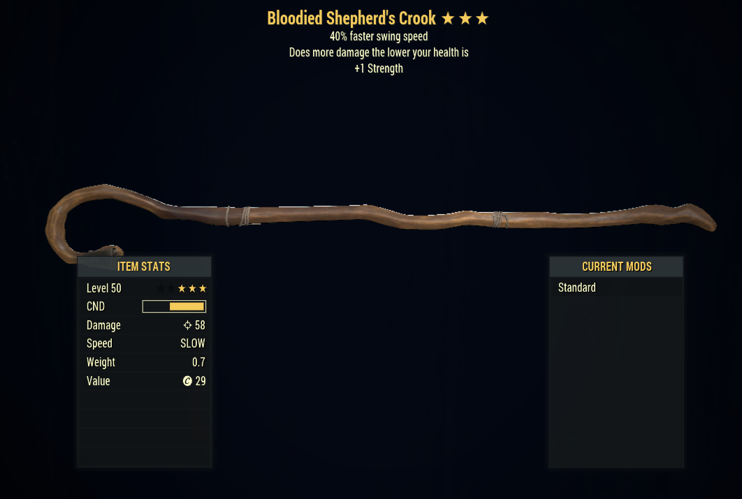 Buy [PC] Bloodied Shepherd`s Crook in FALLOUT 76 Items - Offer #2427928752