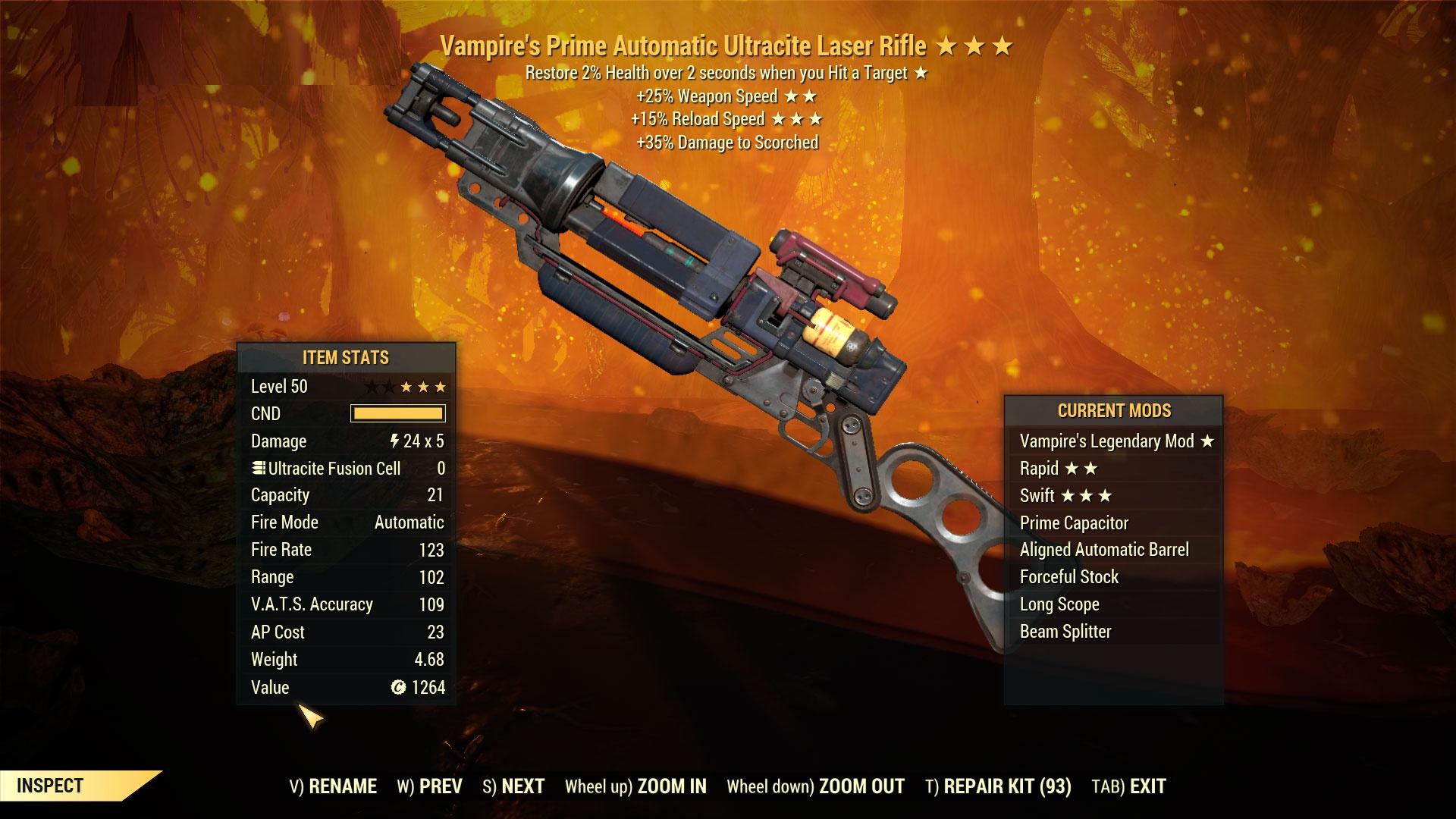 Buy Vampire's Ultracite Laser Rifl in FALLOUT 76 Items - Offer #2434847510