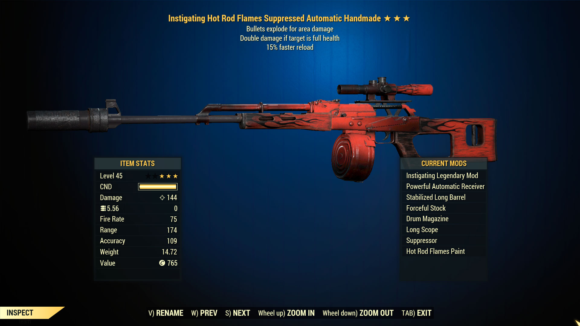 Buy Instigating Explosive Handmade in FALLOUT 76 Items - Offer #254699957
