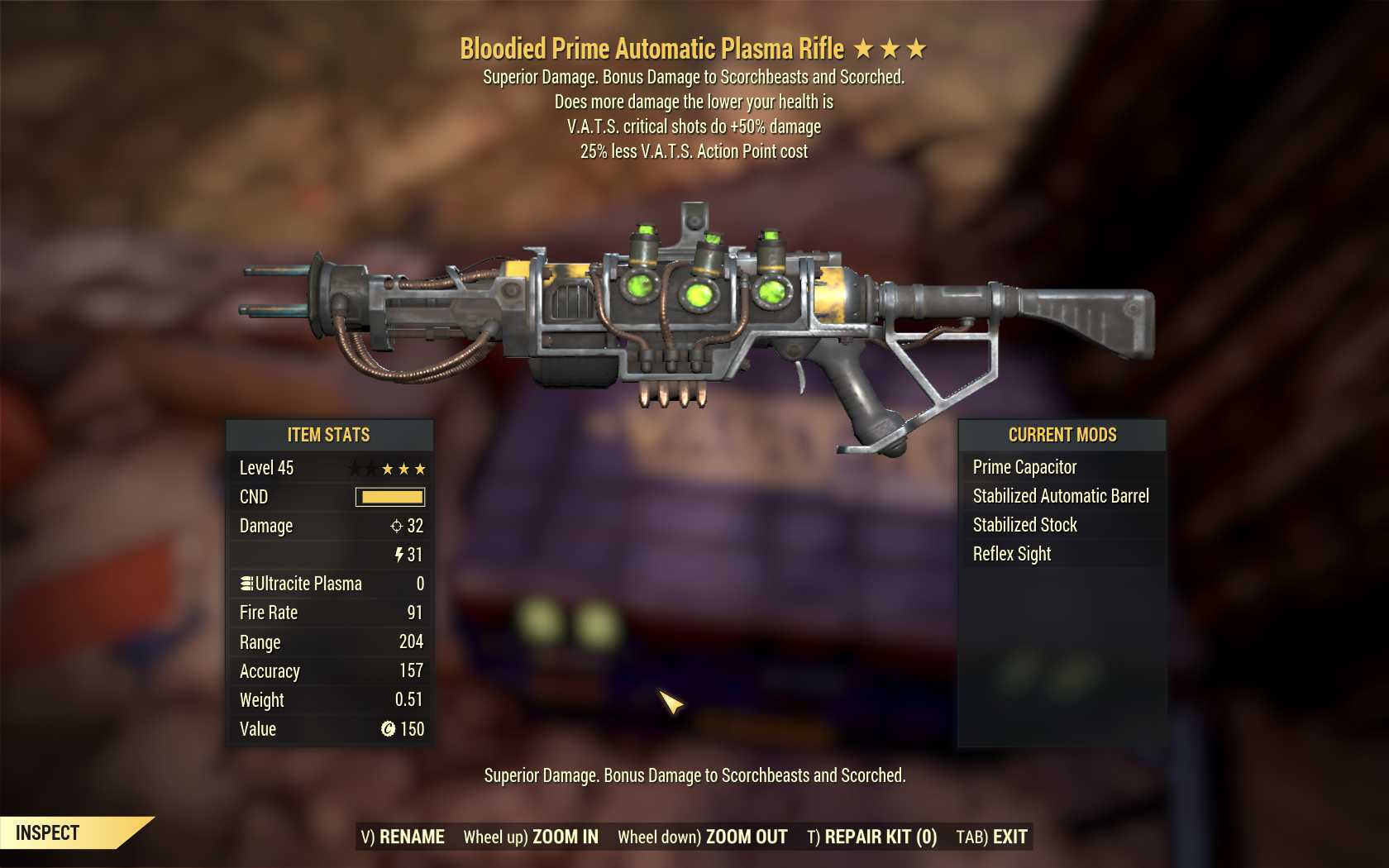 Buy Bloodied Plasma rifle (+50% cr in FALLOUT 76 Items - Offer #2531471078