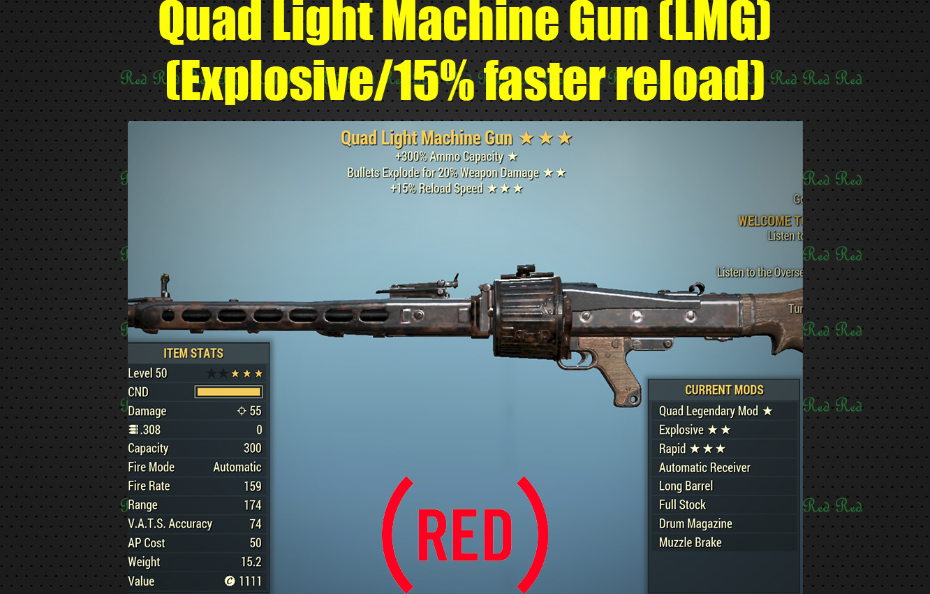 Buy Quad Light Machine Gun (LMG) ( in FALLOUT 76 Items - Offer #2526639710