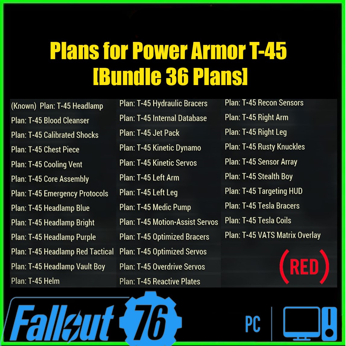 Buy Plans for Power Armor T-45 [Bu in FALLOUT 76 Items - Offer #2518420770