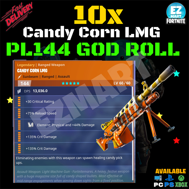 Buy 10x Candy Corn LMG (Physical) in FORTNITE Items - Offer #2428273512
