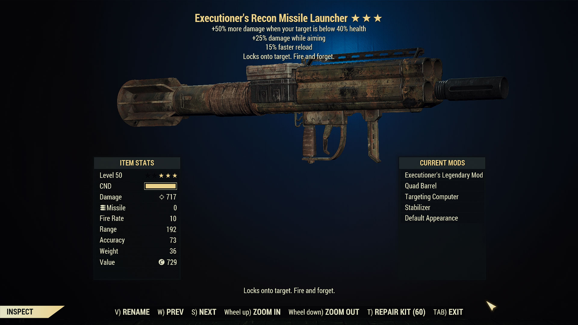 Buy Executioner's Missile Launcher in FALLOUT 76 Items - Offer #2513985475