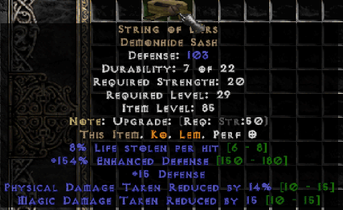 Buy String of Ears Belt - PD2 Seas in PROJECT DIABLO 2 Items - Offer ...