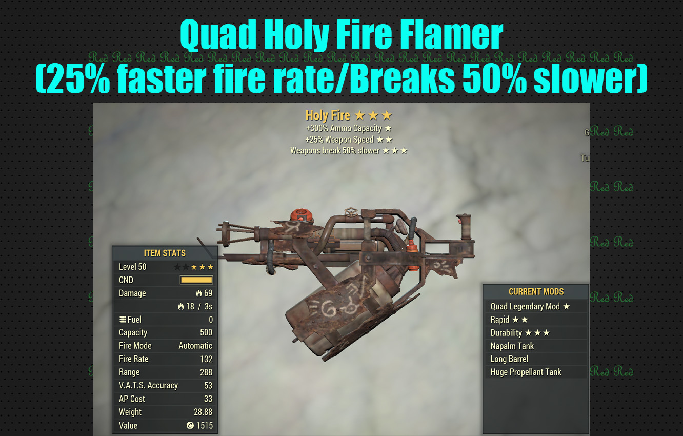Buy Quad Holy Fire Flamer (25% fas in FALLOUT 76 Items - Offer #2520059374