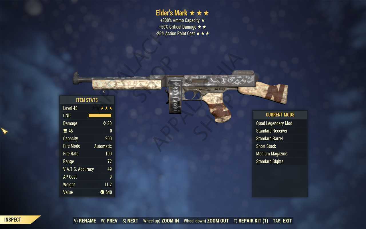 Buy Quad Elder's Mark (+50% critic in FALLOUT 76 Items - Offer #2531415133