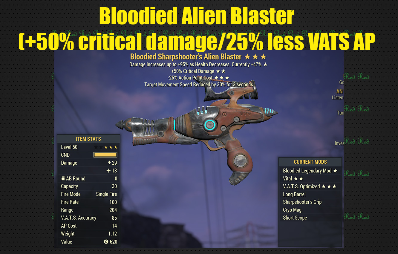 Buy Bloodied Alien Blaster (+50% c in FALLOUT 76 Items - Offer #2536219648
