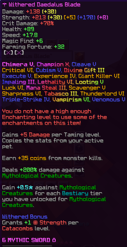 Buy Mythic Withered Daedalus Blade in MINECRAFT: HYPIXEL Items - Offer ...