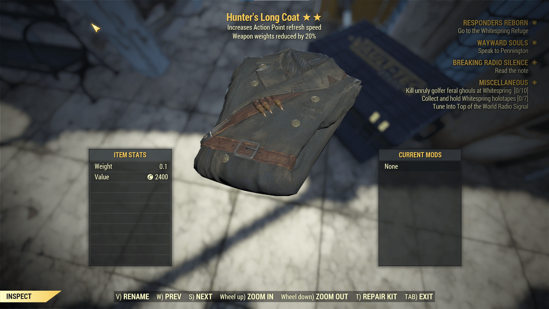 Buy Hunter long coat (ap, 20% weap in FALLOUT 76 Items - Offer #236844646