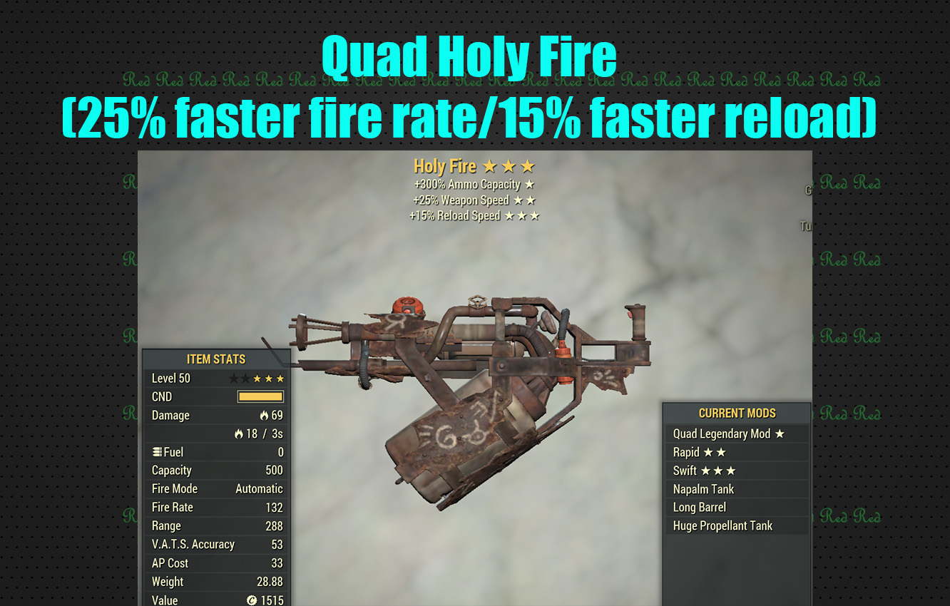 Buy Quad Holy Fire Flamer (25% fas in FALLOUT 76 Items - Offer #251771385