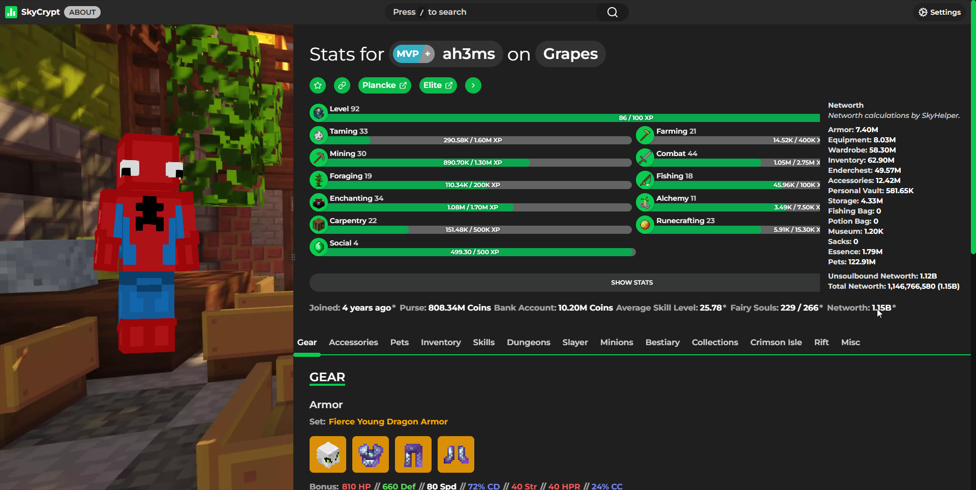 Buy ⚡MVP+ RANK| NETWORTH 1.15B A in MINECRAFT: HYPIXEL Accounts - Offer ...