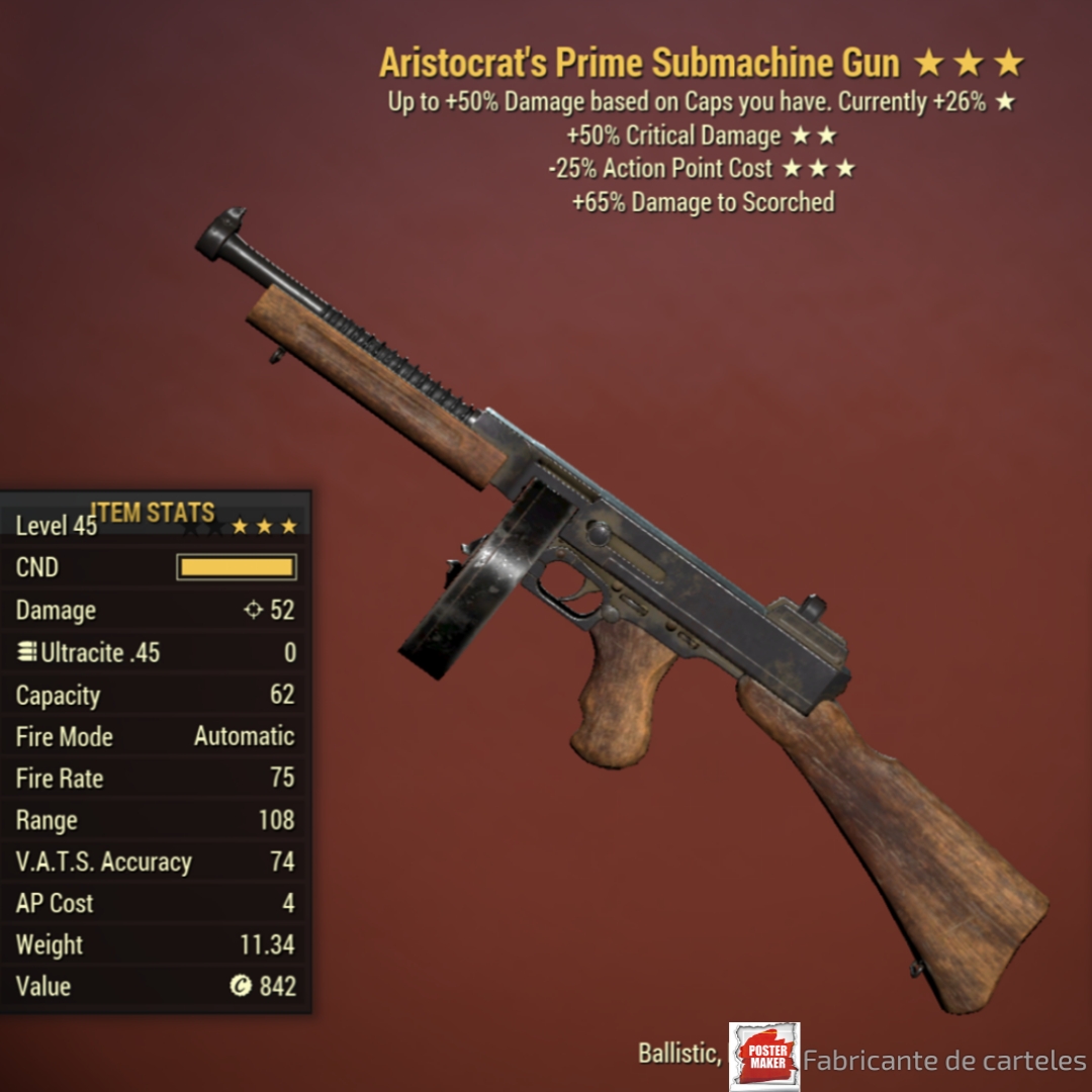 Buy A5025 Submachine Gun / Aristoc in FALLOUT 76 Items - Offer #2520762479