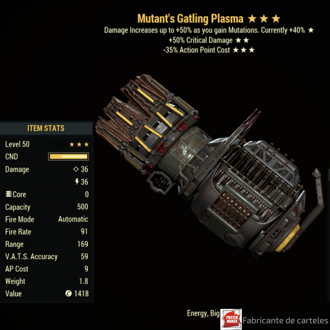 Buy MUTANT'S Gatling Plasma / M503 in FALLOUT 76 Items - Offer #2532347151
