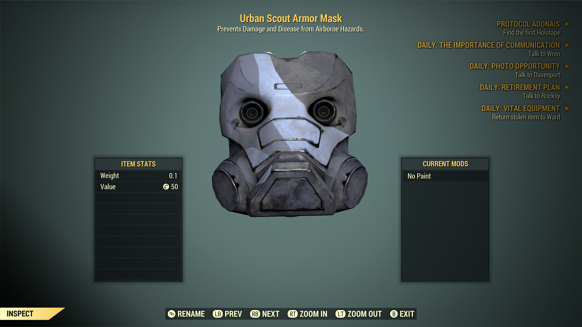 Buy [XBOX] Urban Scout Armor Mask in FALLOUT 76 Items - Offer #2334559359