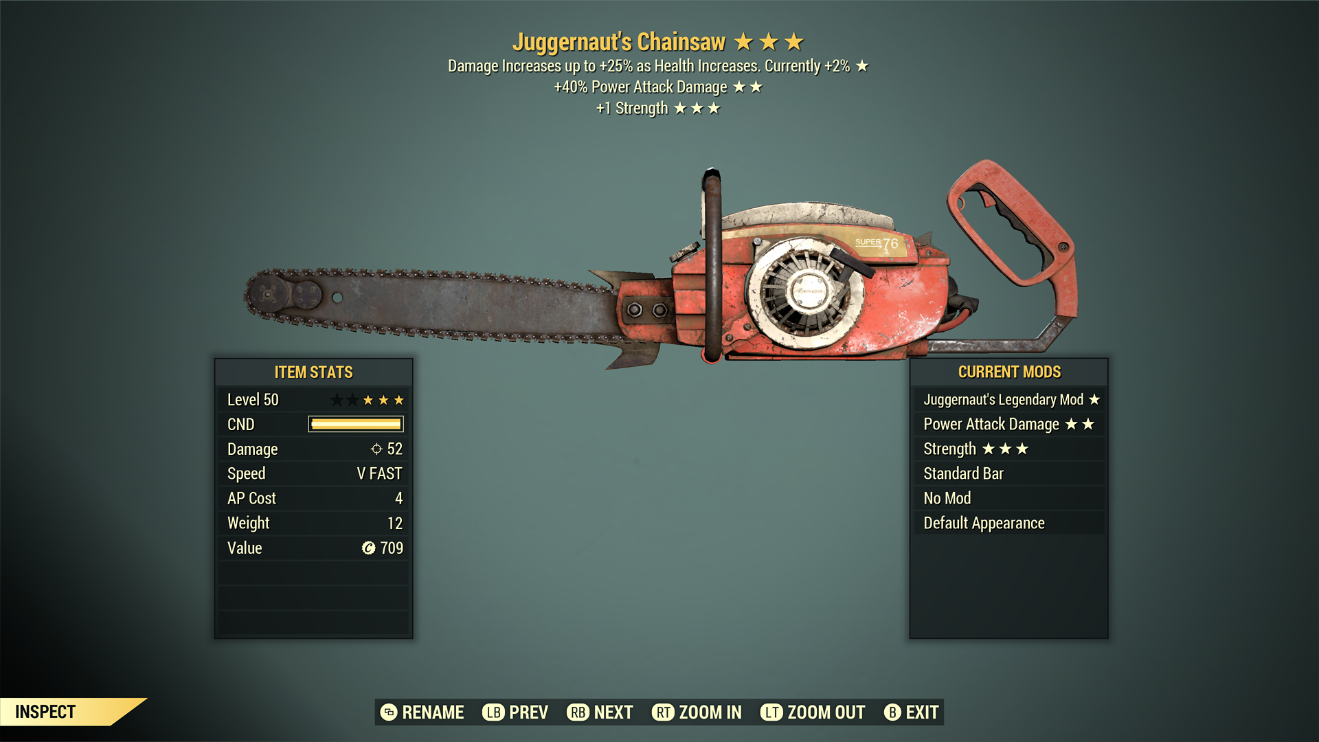 Buy [XBOX] Juggernaut's Chainsaw ( in FALLOUT 76 Items - Offer #2430616472