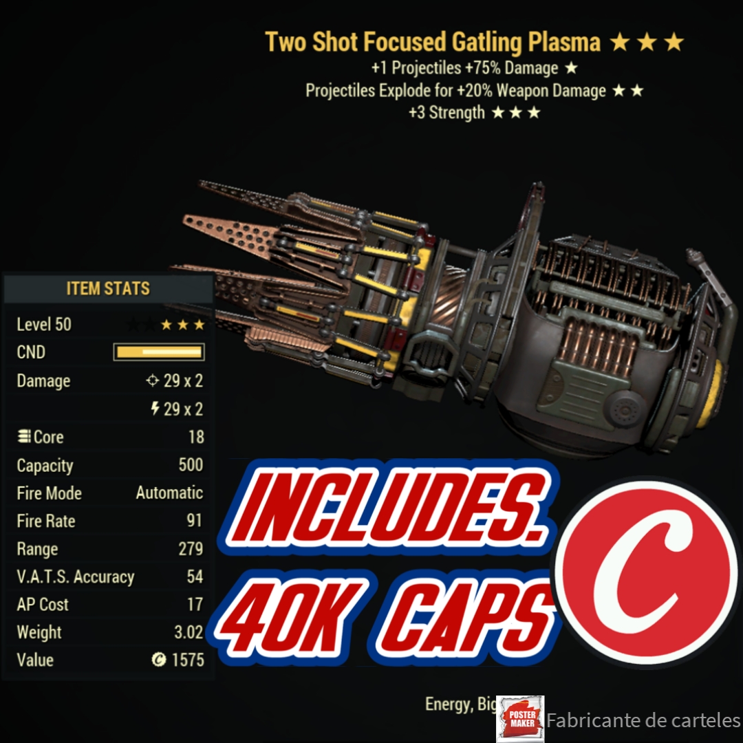Buy TWO SHOT EXPLOSIVE Gatling Pla in FALLOUT 76 Items - Offer #2535797167