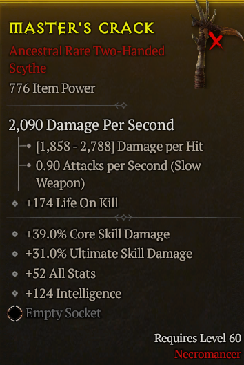 Buy ANCESTRAL TWO HANDED SCYTHE 77 in DIABLO 4 Items - Offer #2318796024