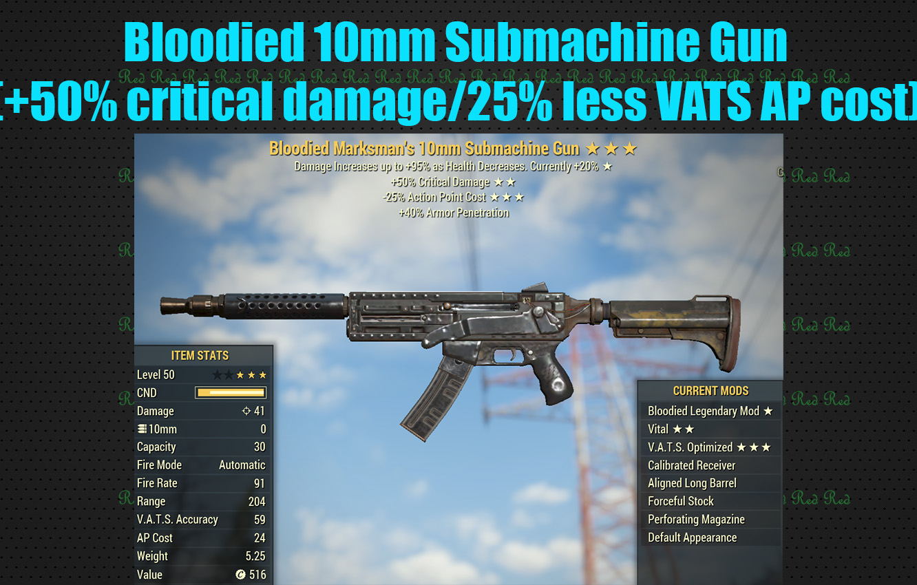 Buy Bloodied 10mm Submachine Gun ( in FALLOUT 76 Items - Offer #2533495478