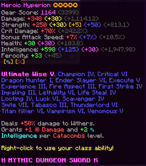 Buy MYTHIC HEROIC HYPERION in MINECRAFT: HYPIXEL Items - Offer #2435938386
