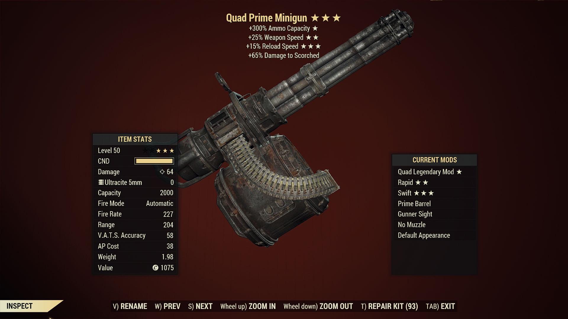 Buy Quad Minigun (+25% Weapon Spee in FALLOUT 76 Items - Offer #2524311962