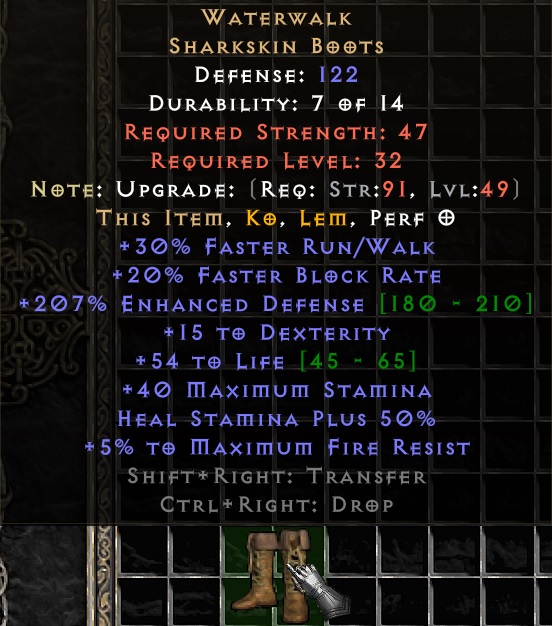 Buy WATERWALK BOOTS (CLEAN) **SEAS in PROJECT DIABLO 2 Items - Offer #2513690274