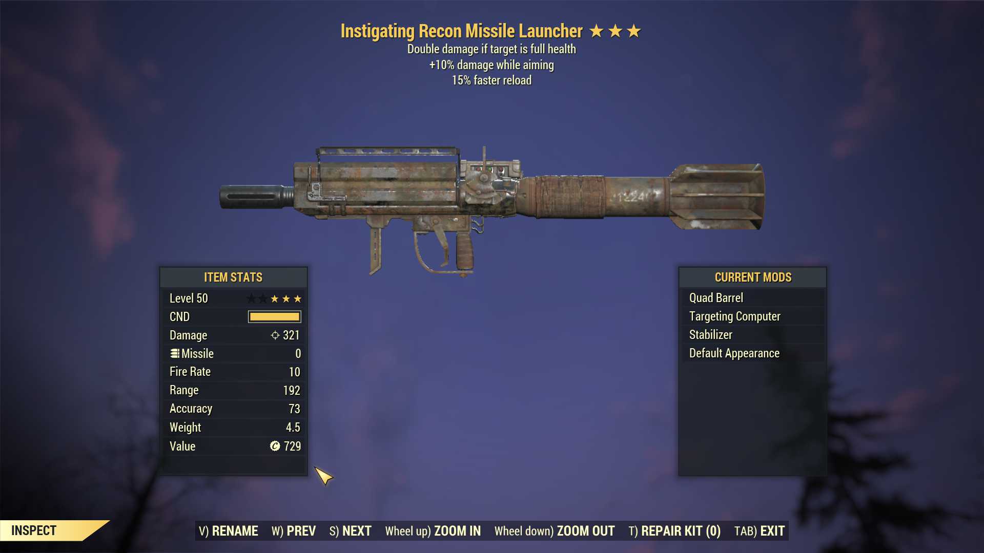 Buy Instigating Missile Launcher ( in FALLOUT 76 Items - Offer #2431647292