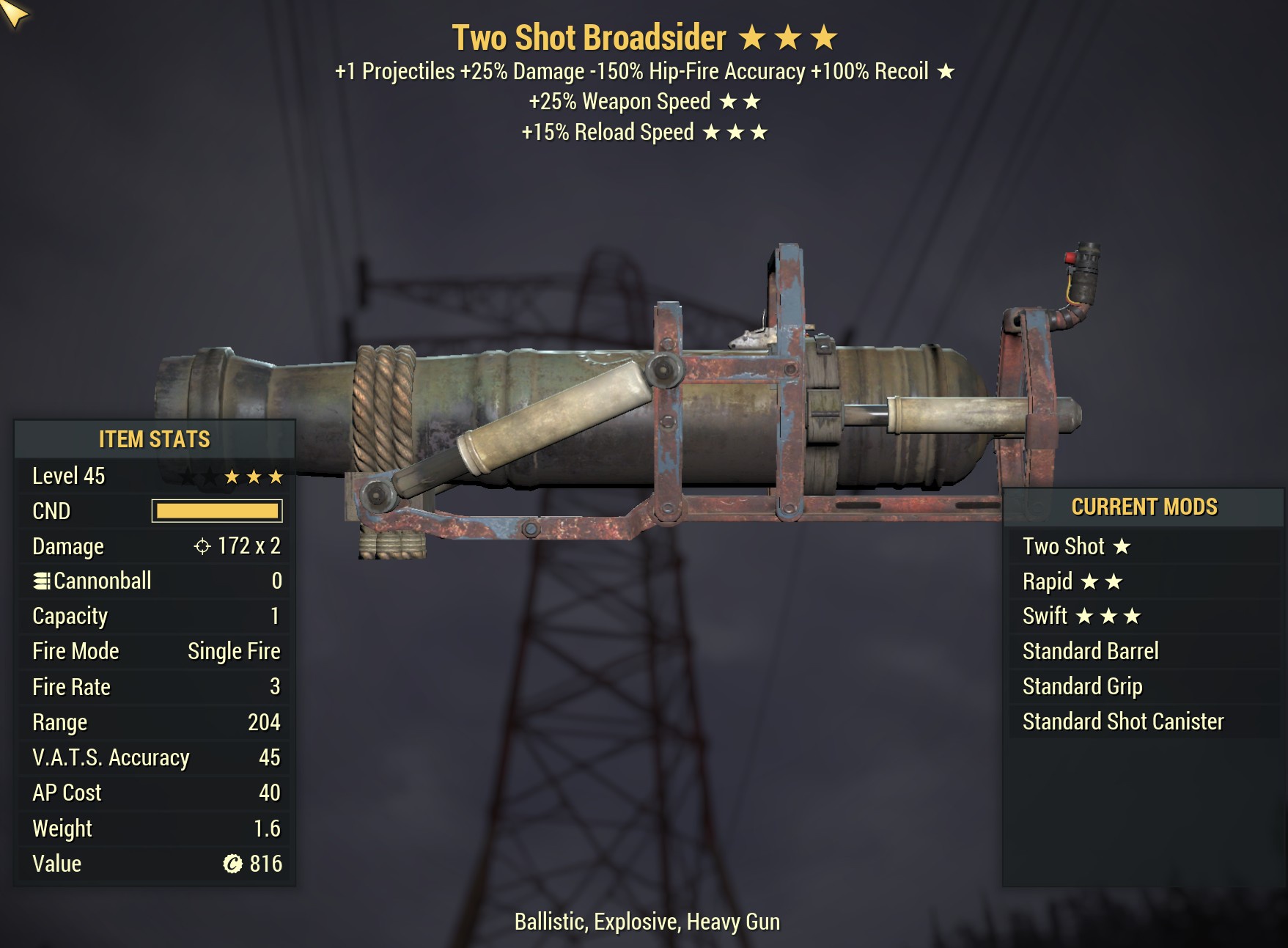 Buy Broadsider TS/25/15R in FALLOUT 76 Items - Offer #2428131167