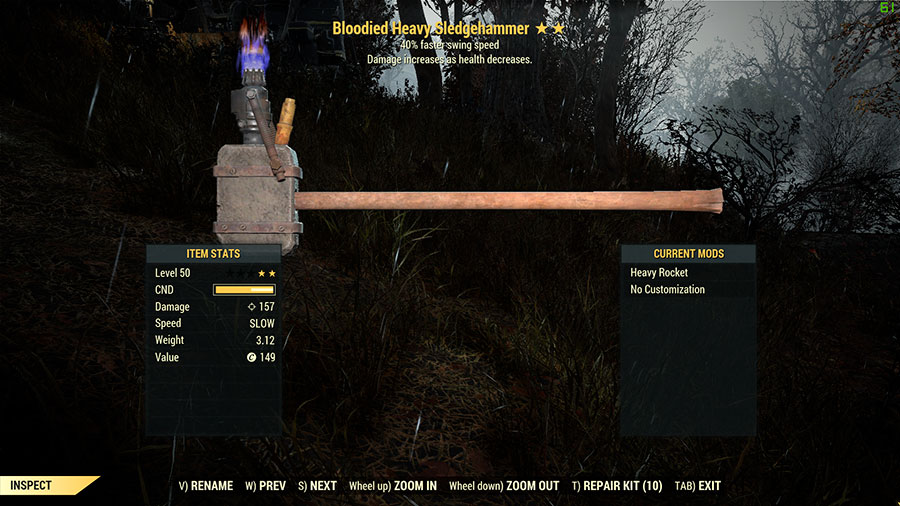 Buy Bloodied Heavy Sledgehammer (4 in FALLOUT 76 Items - Offer #254269672