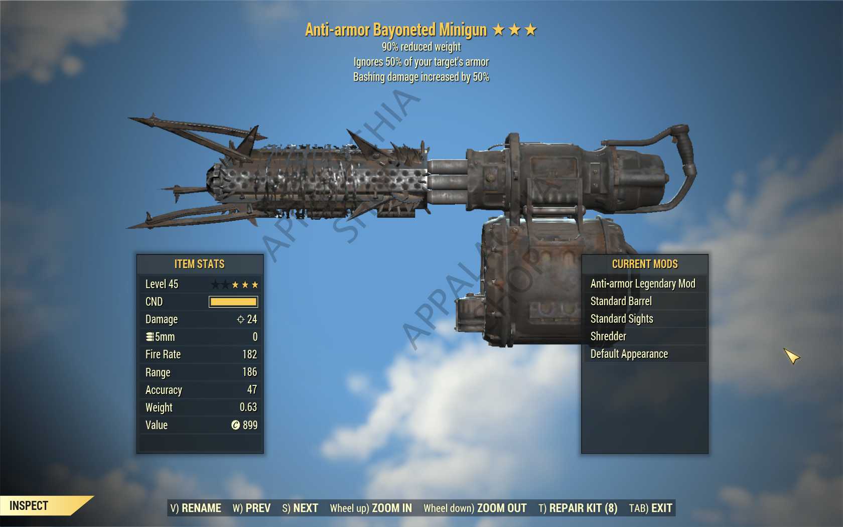 Buy Anti-Armor Minigun (+50% Bashi in FALLOUT 76 Items - Offer #2528083921