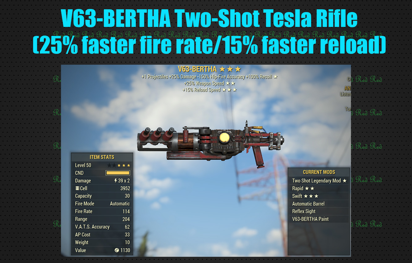 Buy V63-BERTHA Two-Shot Tesla Rifl in FALLOUT 76 Items - Offer #252339088