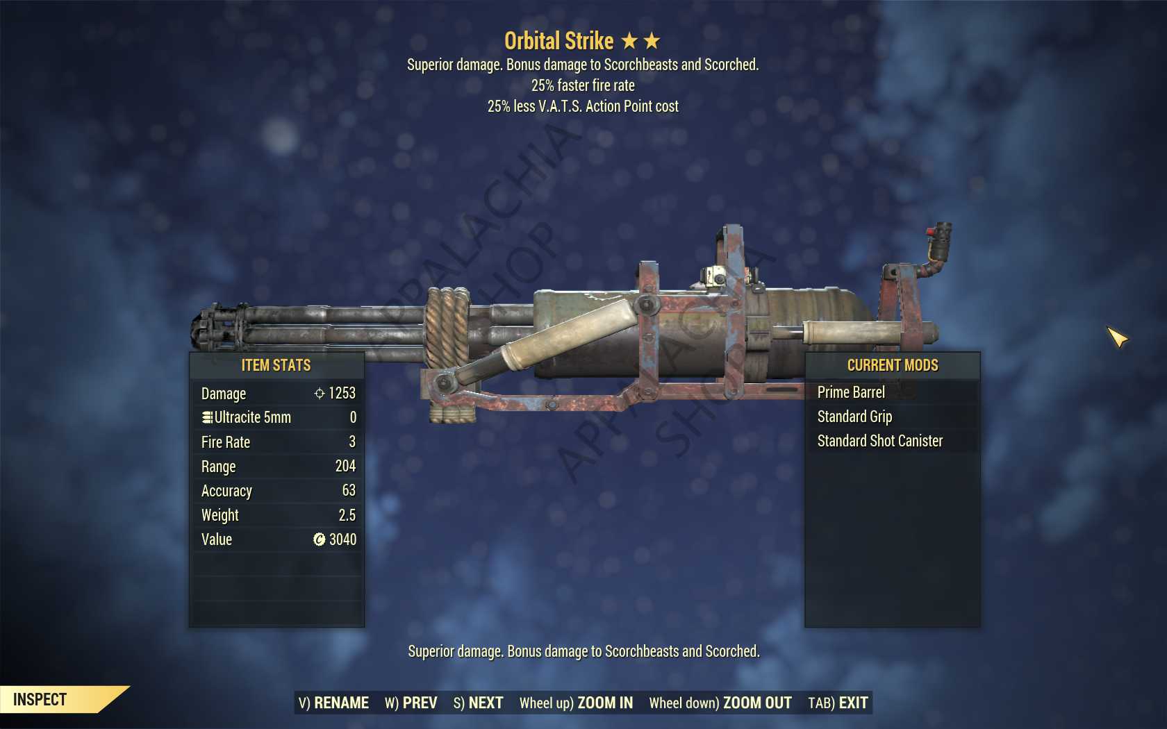 Buy [1200+ DMG] [DEV GUN] ORBITAL in FALLOUT 76 Items - Offer #231390724