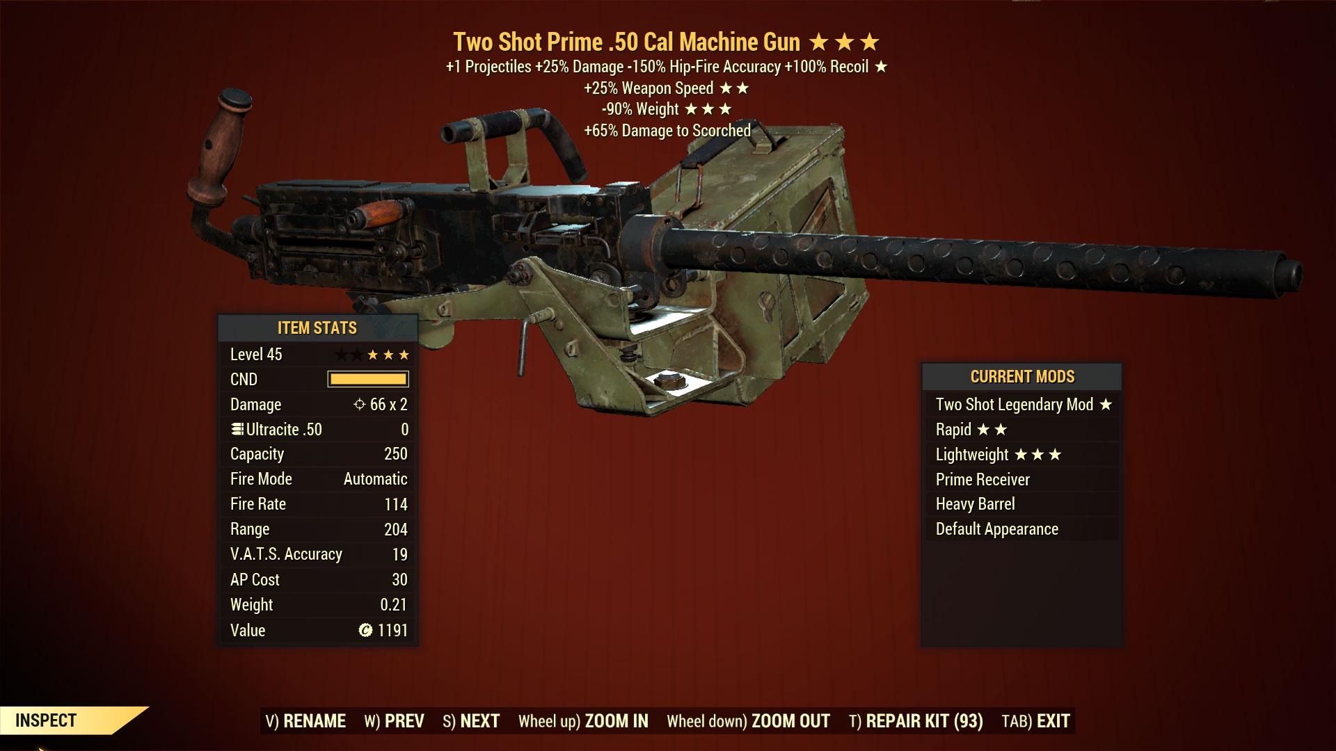 Buy Two Shot 50 Cal Machine Gun (+ in FALLOUT 76 Items - Offer #253262345