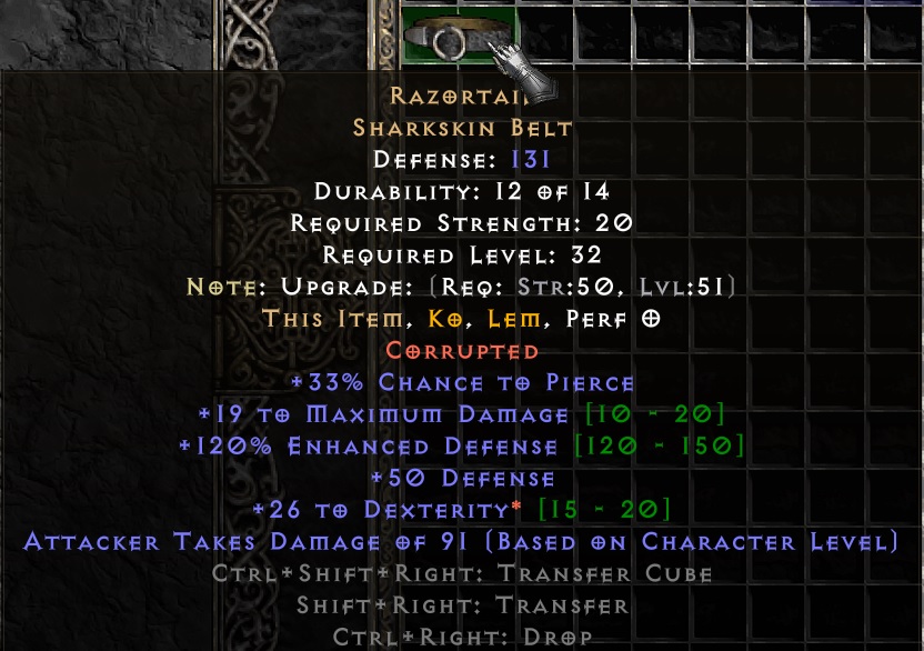 Buy RAZORTAIL (26 TO DEX CORRUPTED in PROJECT DIABLO 2 Items - Offer ...