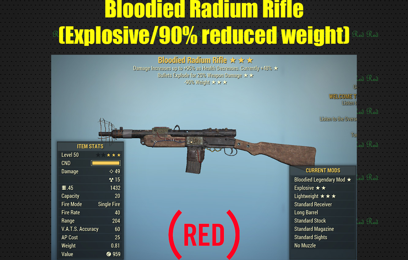 Buy Bloodied Radium Rifle (Explosi in FALLOUT 76 Items - Offer #2435893631
