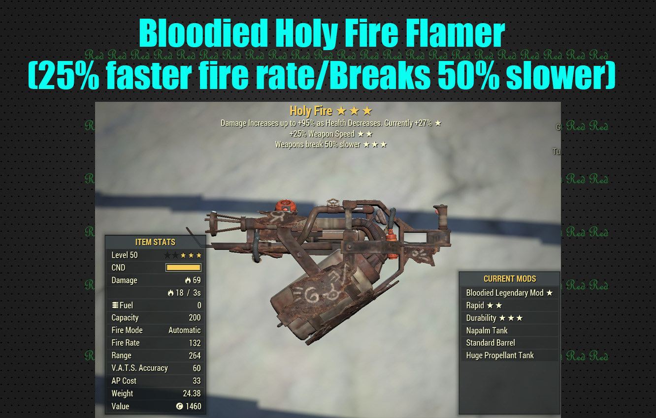 Buy Bloodied Holy Fire Flamer (25% in FALLOUT 76 Items - Offer #254717894